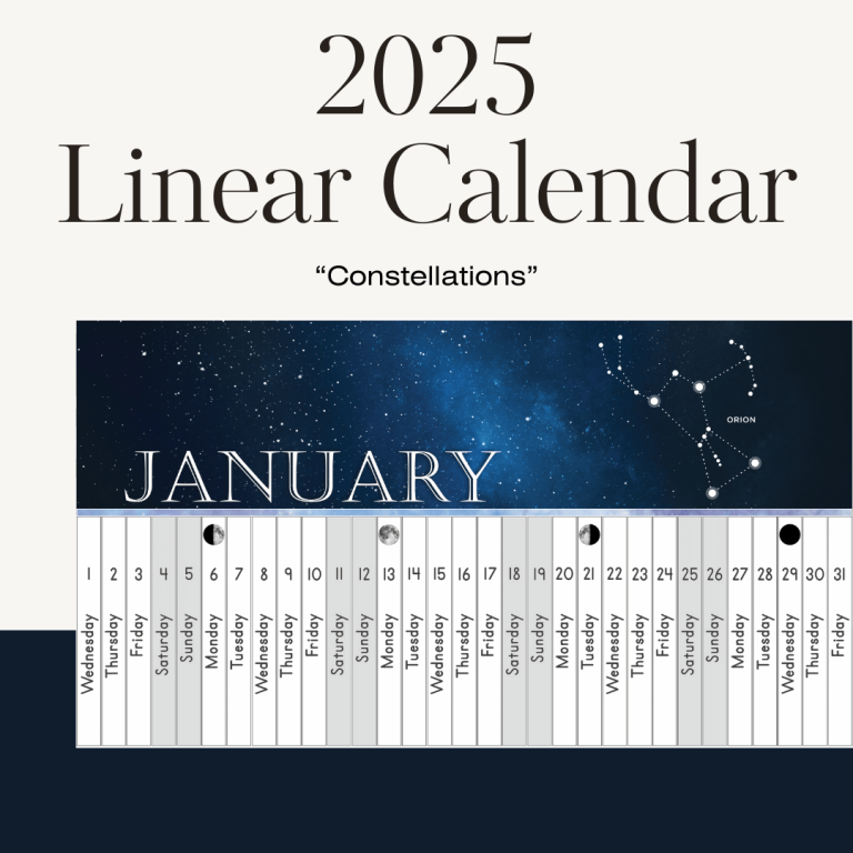 Linear Calendar: Free Printable - Free and Unfettered